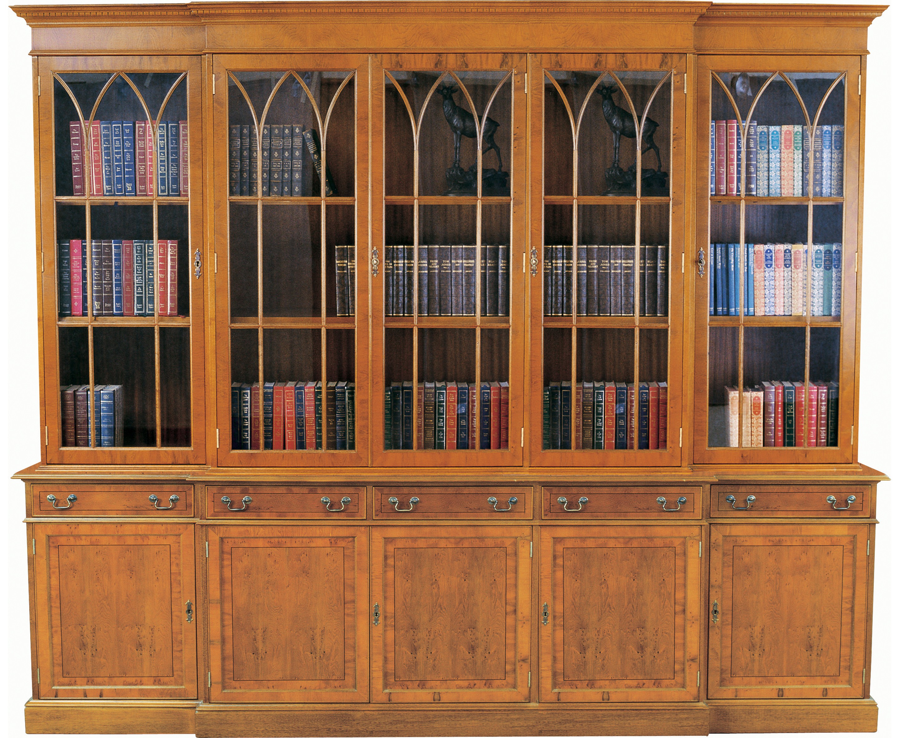 9' Georgian Bookcase 5 Doors - Glazed